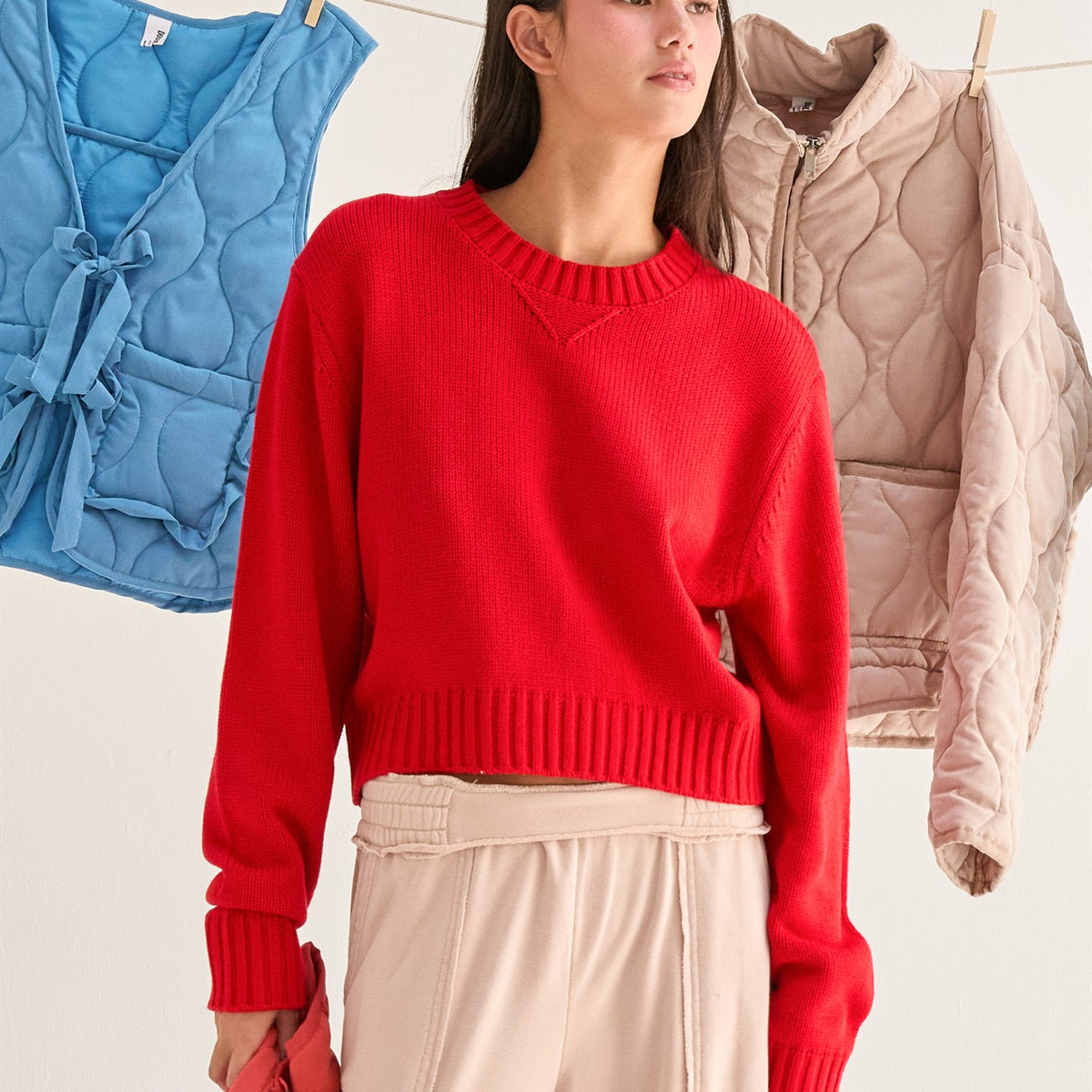 Cropped Long Sleeve Sweater – HYFVE