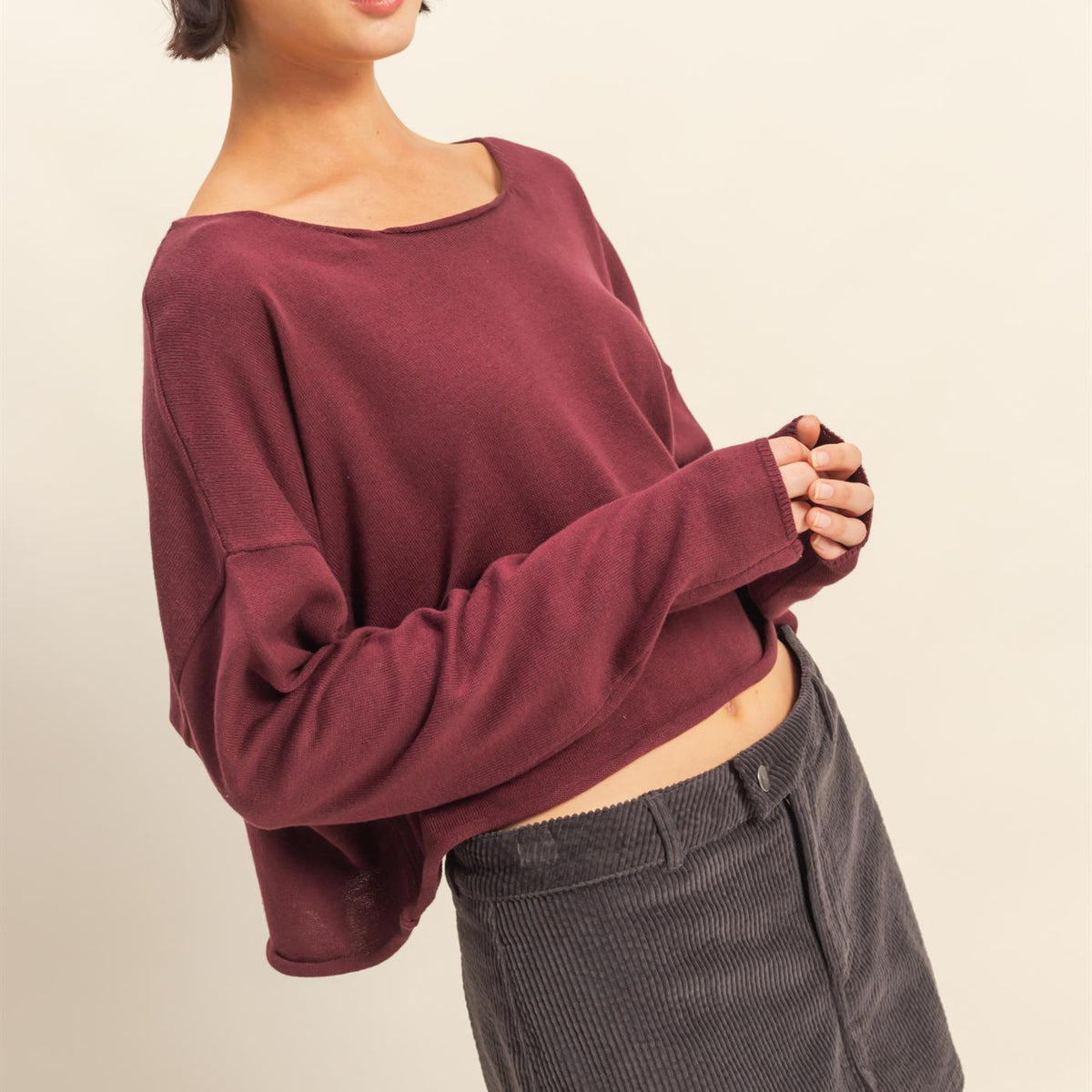 Wide Neck Drop Shoulder Relaxed Fit Sweater – HYFVE